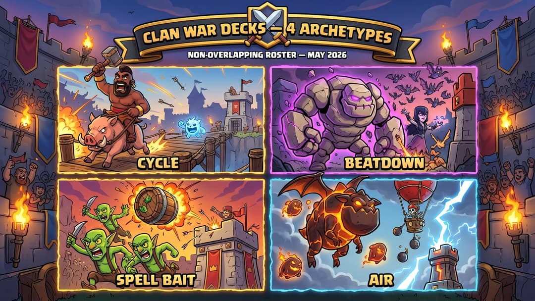 Best Clan War Decks by Archetype — 4 Non-Overlapping Builds (May 2026 ...